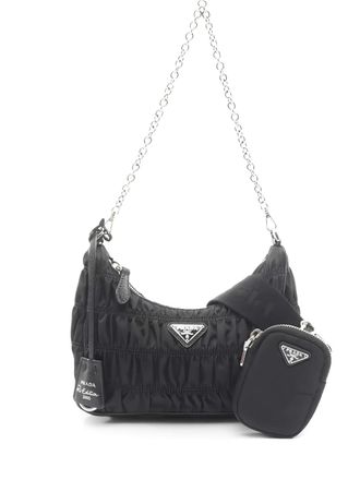 Prada Re-Edition Schultertasche mit Kette - Schwarz