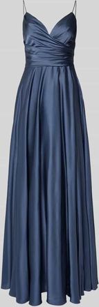 Unique Abendkleid aus Satin mit V-Ausschnitt und Spaghettitr&auml;gern