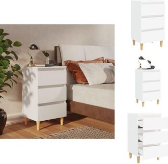 vidaXL Nachttisch mit Massivholz-Beinen Wei&szlig; 40x35x69 cm - Nachttisch - Beistelltisch - Wohnzimmer Dekoration - Skandinavisches Design - Wei&szlig;er Nachttisch