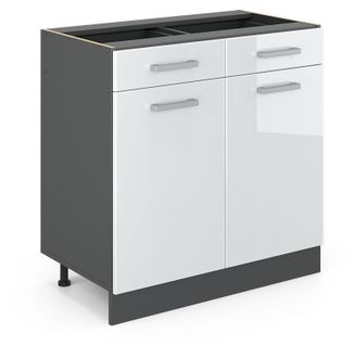 Vicco Meuble cuisine R-Line, Blanc Haute brillance, 80cm sans pt