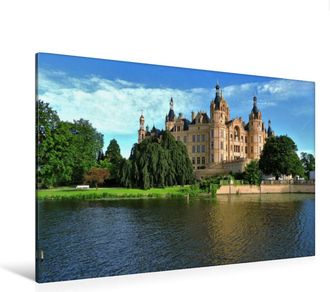 Calvendo Premium Textil-Leinwand 120 x 80 cm Quer-Format Schloss Schwerin | Wandbild, HD-Bild auf Keilrahmen, Fertigbild auf hochwertigem Vlies, Leinwanddruck 