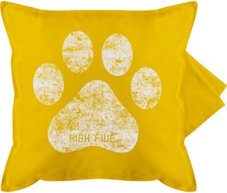 Shirtracer Kissenbezug - Deko Kissen Hobby - High Five Hunde Pfote - 50 x 50 cm - Gelb - paw sofakissen Hund Paws kopfkissen Pfoten kissenh&uuml;lle Beagle kissenbez&uuml;