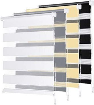 Sekey Store Enrouleur Jour Nuit sans Per&ccedil;age 55cm x 100cm Blanc Stores z&eacute;br&eacute;s de Protection Solaire Facile &agrave; Installer avec Clips pour Fen&ecirc;tre ou Porte