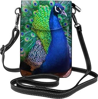 IUBBKI Beau sac à main pour téléphone portable paon - petit portefeuille en cuir à bandoulière pour femmes, sac à bandoulière, carte de transport, cosmétique