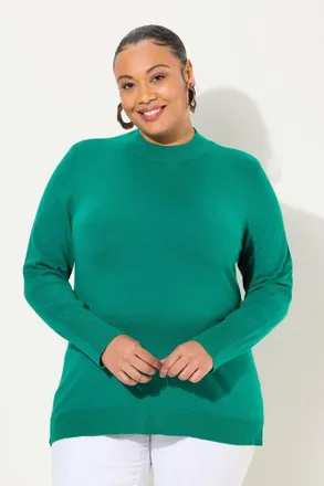 Ulla Popken Strickpullover Pullover Stehkragen Langarm Rippb&uuml;ndchen