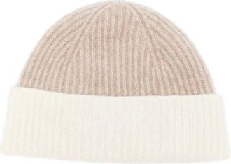Eleventy Homme, Accessoires, Beige, Taille: ONE Size Color-block Ribbed Beanie