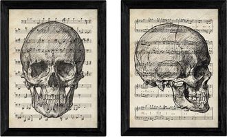 Nacnic 2 Vintage Poster mit Schädeln. Illustrationen im Retro-Stil und Enzyklopädie Hintergrund. A4-Format