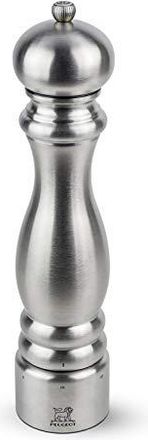 Peugeot Moulin &agrave; Sel Paris Chef uSelect 22 cm + Sel Gemme Inclus - En Inox - 6 R&eacute;glages de Moutures Pr&eacute;d&eacute;finies - Fabrication Fran&ccedil;aise - Coloris Inox