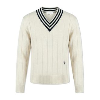 Sporty & Rich SRC Kaschmir V-Ausschnitt-Pullover - - Knitwear - Damen - Beige - M