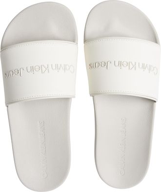 Calvin Klein Jeans Damen Badeschuhe Slide Badelatschen, Elfenbein (Eggshell/Creamy White), 41