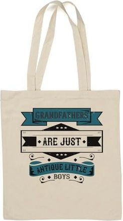 Generic Grandfathers are just antique little boys Sac fourre-tout en coton naturel avec slogan amusant Blanc