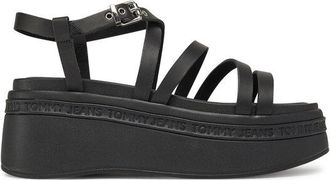 Tommy Jeans Sandalen Tjw Wedgy Strappy Sandal EN0EN02756 Schwarz