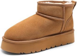 Dream Pairs Bottes Femme Hiver Plateforme Déperlantes Antidérapantes avec Doublure Fausse Fourrure Chaudes et Confortables,Size 41.5,Brun,DWUMSB2501