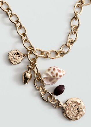 Mango Collier pendentifs perles or - Femme - Taille unique - MANGO