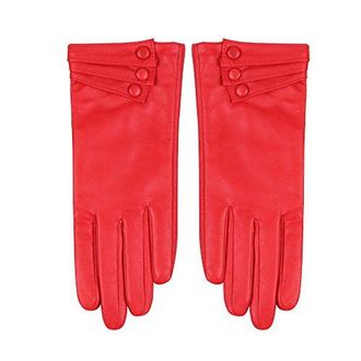 Nappaglo des gants en cuir dagneau italien hiver chaud simple garniture de longue toison gants (Tactile&Non-tactile)