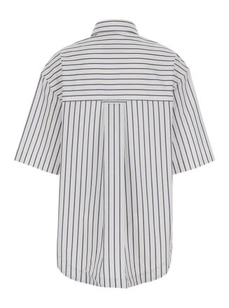 Ami Womens Shirt White Striped Cotton Blouses