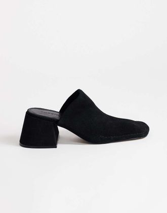 Topshop Alberto mule en cuir v&eacute;ritable &agrave; talon carr&eacute; large noir