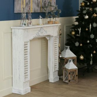 Pier Import Pier Import - Manteau de cheminée en bois blanc aspect vieilli