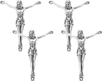 Valiclud 4 St&uuml;ck Kreuzanh&auml;nger aus Legierung 54cm Massiver Jesusanh&auml;nger in Antik Silber Religi&ouml;ses Selbstgemacht Schmuckzubeh&ouml;r f&uuml;r M&auml;nner Katholische Festtag