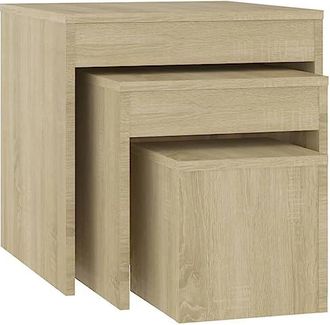 vidaXL Tables Gigognes 3 pcs Tables dAppoint Tables Basses Tables de Canapé Bouts de Canapé Salle de Séjour Salon Intérieur Chêne Sonoma Aggloméré
