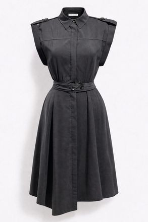 Mixray Texturiertes A-Linien-Midi-Hemdkleid mit G&uuml;rtel
