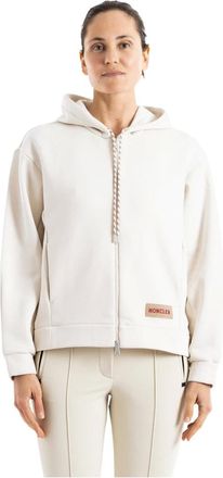Moncler Femme, Sweatshirts et sweats &agrave; capuche, Beige, Taille: 40 FR Sweat &agrave; capuche zipp&eacute;