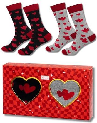Soxo Saint Valentin Chaussettes Cadeau Homme Drole Haute Chaussette Coton 40-45 Ensemble Saint Valentin 2 Paires