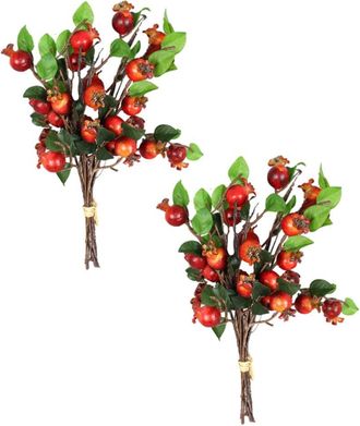 Angoily 2 Stücke Künstliche Granatapfel Niederlassungen Lebensstiler Granatapfel Baum DIY Granatapfel Zweige Weihnachtsfeier Home Tischkranz Vase Anordnung Gr