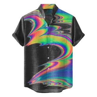 Generic Chemise &agrave; manches courtes pour homme avec poches sur la poitrine, chemise &agrave; bouton-pression, multicolore, chemises &agrave; manches courtes, chemise d&eacute;t&eacute; con