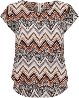 Only Onlvic S/S AOP Top Noos Ptm T-Shirt pour Femme, Cloud Dancer/AOP: Arabian Zigzag, 40
