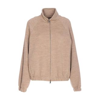 Max Mara Femme, Sweatshirts et sweats &agrave; capuche, Beige, Taille: 38 FR Veste Beige Laine Coton