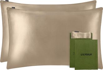 LilySilk 19 MM Seide Kopfkissenbezüge Kissenbezüge mit Hotelverschluss Kissenhülle aus 100% Maulbeerseide 2 Stücke(Taupe,40x80cm)