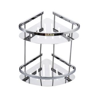 BESPORTBLE Edelstahl Doppellagen Eckregal Dreieckiges Badezimmerregal 304 Rostfrei Stabiler Organizer für Toilettenartikel und Kleinigkeiten