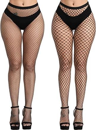 Dreshow Femme Sexy Élastique Collants Taille Haute Filets de Pêche Bas Résille Cuisse Haut Bas Collants