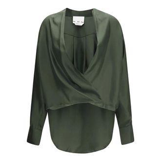 SA SU PHI Blouse portefeuille en soie - Femme - Blouses et Chemises - Vert - Taille: 42 FR