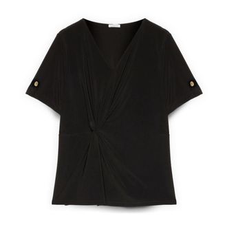 Fiorella Rubino Jersey-T-Shirt mit Drapierung - - Blouses & Shirts - Damen - Schwarzk - L