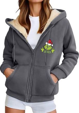 Generic Le Grinch Sweat A Capuche Femme Moche Chaud Pulls Hiver Costume Noël Noel Christmas Adulte The Pull Femmes Sweatshirts Plaid Vêtements Deguisement Ove
