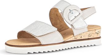Gabor Damen Keilsandalen, Frauen Sandalen,Moderate Mehrweite (G),Keilsandaletten,Keilabsatz,Wedge-Heel,flach,Bianco/mus(Kork/cr),37.5 EU / 4.5 UK