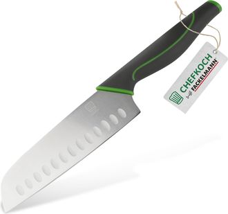 Fackelmann CHEFKOCH Santokumesser - Messer zum präzisen Schneiden von Fisch, Fleisch, Gemüse & Co. - Scharfe Premium Edelstahlklinge - Multitalent in der Küche: 