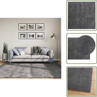 vidaXL The Living Store - Teppich huarte Kurzflor Weich und Waschbar Anthrazit 200x200 cm - Kurzflor-Teppich - Anthrazit - Wohnzimmerteppich - Flurmatte