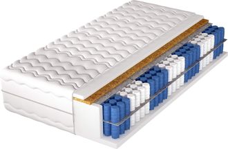 Mirjan24 Matratze Koko Superking, Taschenfedern, Kokosmatte, Polyurethanschaum, 7 Härtezonen, Liegehärten H3/H5 Zweiseitige Höhe: 32 cm Bezug Aloe Vera waschba