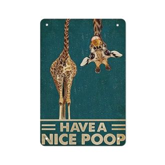 IUBBKI Retro Metallschild Have A Nice Poop Giraffe Blechschild Eisen Malerei K&uuml;che Bad Garage Bar Cafe Man Cave Wand Home Decor Blechposter Indoor Outdoor Pl