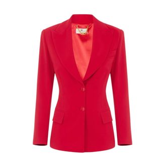 Elisabetta Franchi Schmaler Blazer aus Cr&ecirc;pe mit Kreuzschn&uuml;rung - - Jackets - Damen - Rot - L