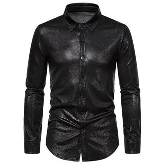 Generic Chemise d&eacute;contract&eacute;e &agrave; manches longues pour homme - Cardigan en tricot - Chemise rouge &agrave; rayures, Noir, XXL