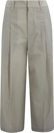 Brunello Cucinelli Femme, Pantalons, Gris, Taille: 36 FR Pleated Pantalons