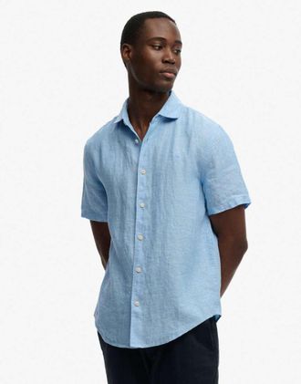 Superdry Riviera - Chemise en lin &agrave; manches courtes - Chambray bleu ciel
