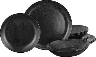 CREATABLE CreaTable, 33029, Serie Diana, 12-teiliges Geschirrset für 4 Personen, Teller Set aus Glas, spülmaschinen- und mikrowellengeeignet, Made in Europe