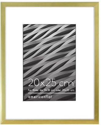 Americanflat 20x25 cm Bilderrahmen mit 13x18 cm Passepartout - Schmaler Fotorahmen mit Bruchsicherer Scheibe - Inklusive Ständer und Integrierte Aufhängung für Hoc