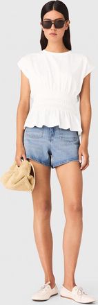 Maje K&ouml;rpernahes T-Shirt Mit Plissee - Wei&szlig; - Maje