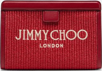Jimmy Choo London Clutch Avenue Small aus Raffiabast mit Leder